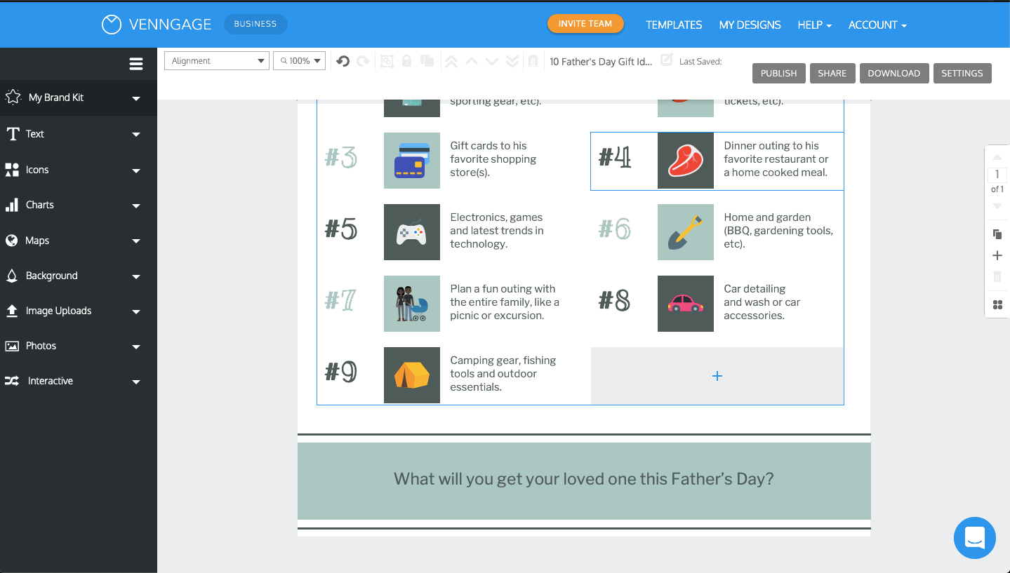 Adding or removing a widget from a Smart Template list – Venngage ...
