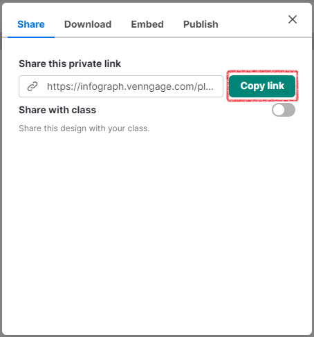 Sharing with a Private Link – Venngage Knowledge Base