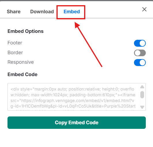 Embed Code to your Design – Venngage Knowledge Base